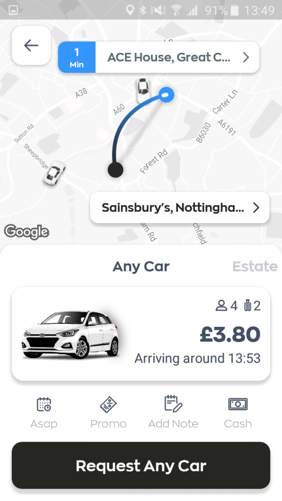 Introducing the “Improved” ACE-ABC Android App | ACE-ABC Taxis - Mansfield Private Hire